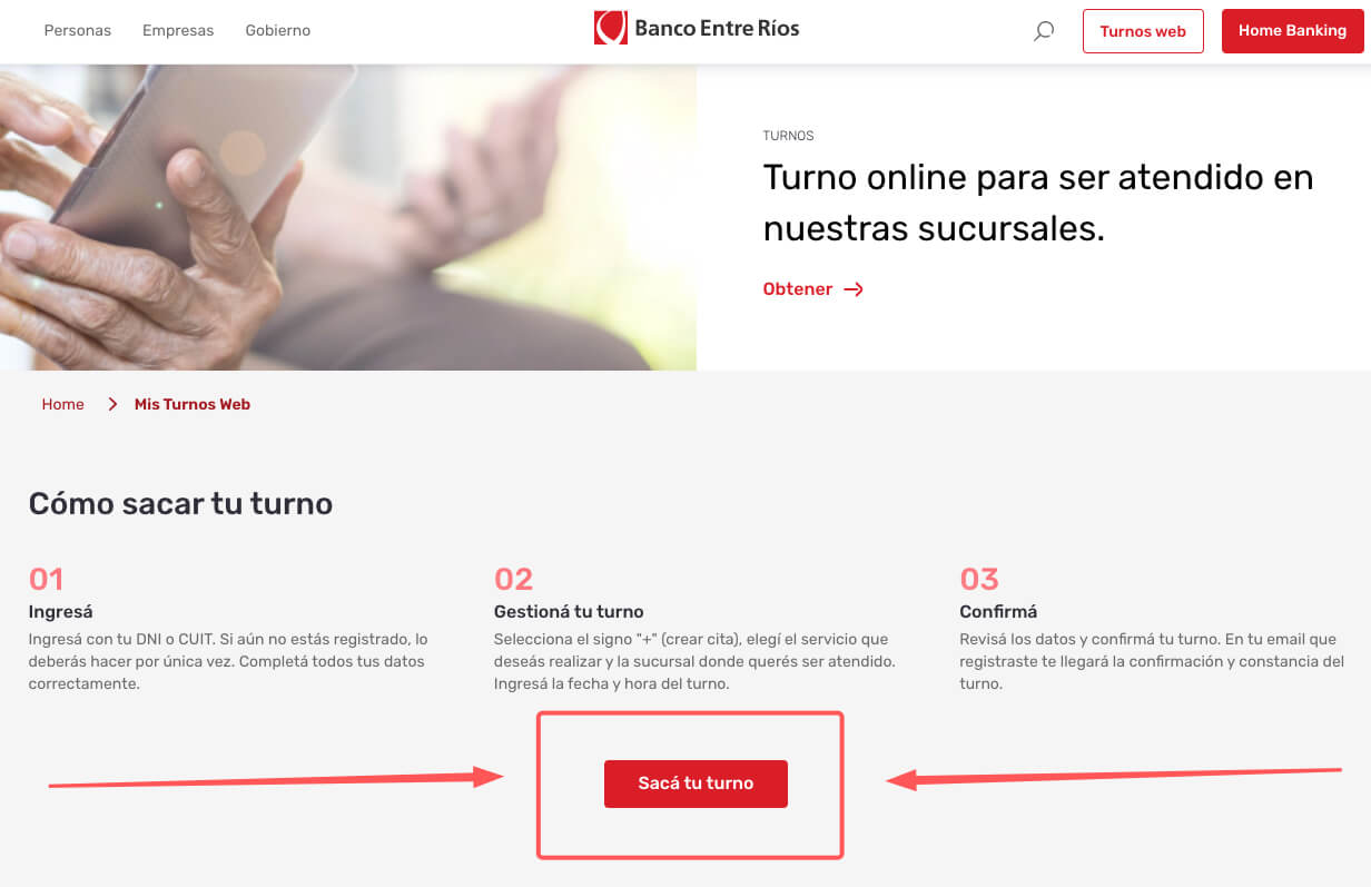 Sacar turno en Banco Entre Ríos
