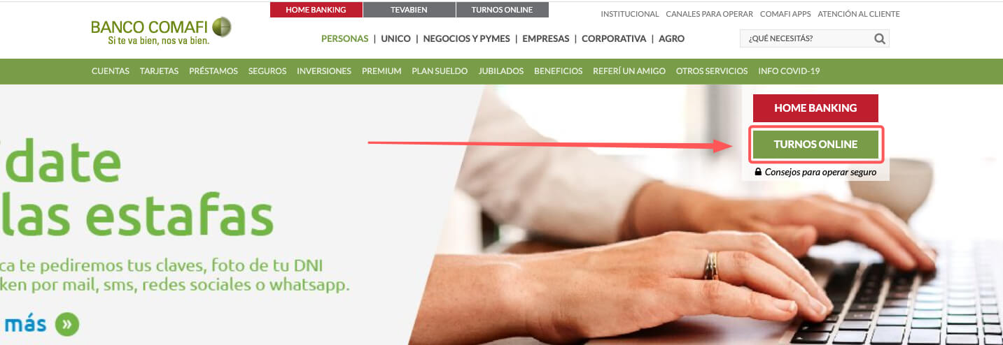 Sacar turno en Banco Comafi