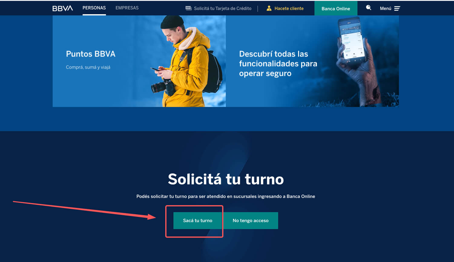 Sacar turno en Banco BBVA